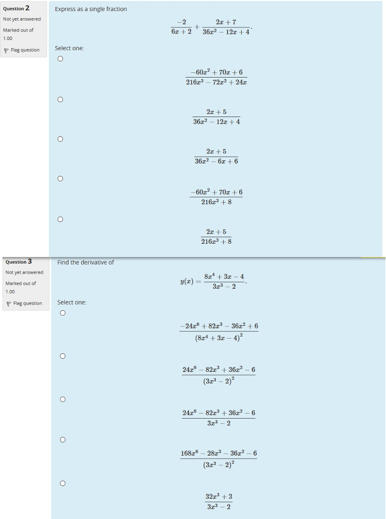 Solved Express as a single fraction -2/6x + 2 + 2x + | Chegg.com