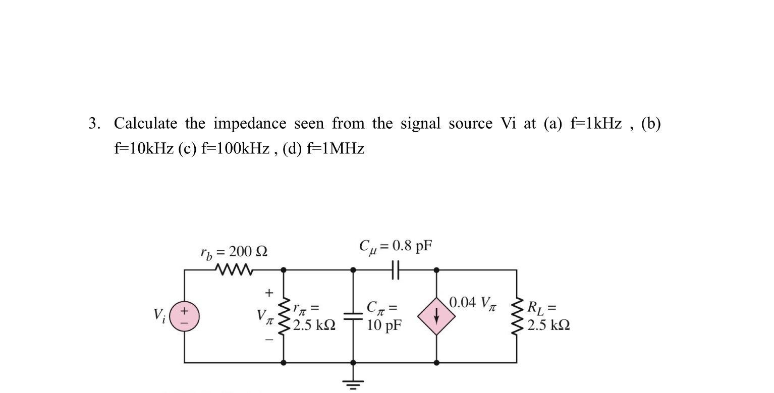 Solved Calculate the impedance seen from the signal source | Chegg.com