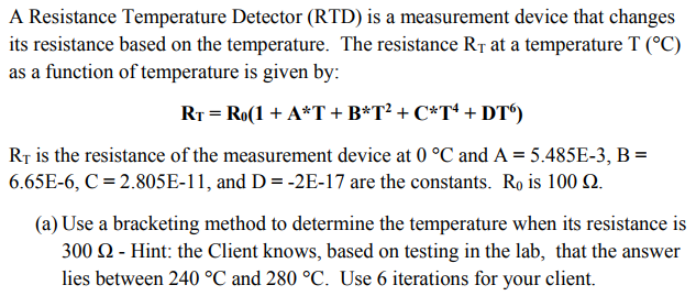 Solved A Resistance Temperature Detector (RTD) is a | Chegg.com