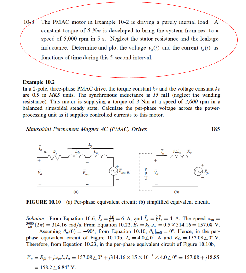 Solved The PMAC motor in Example 10-2(see below) is driving | Chegg.com