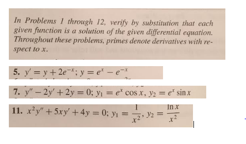 Solved Verify by substitution that each given function is a | Chegg.com