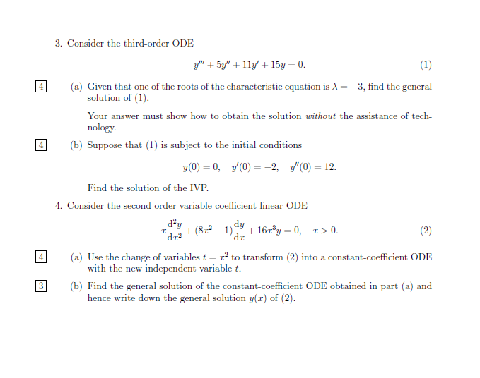 Solved 3. Consider the third-order ODE +5+11y' 15y0 (a) | Chegg.com