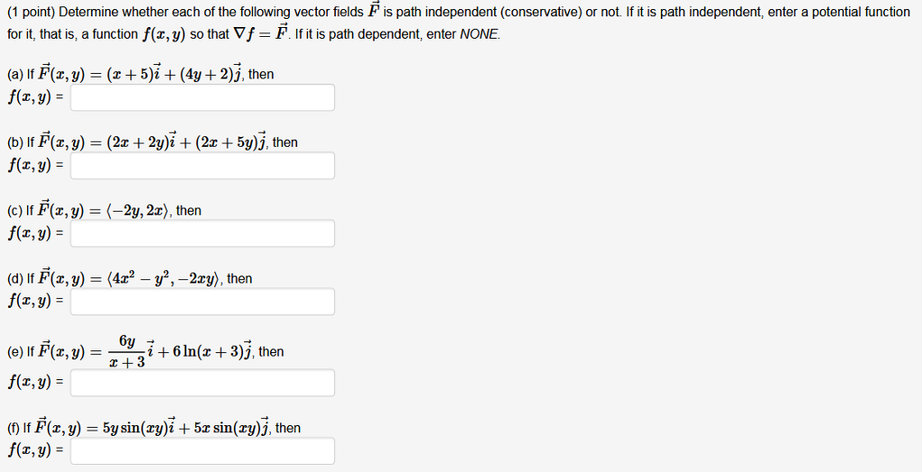 Solved (1 point) Determine whether each of the following | Chegg.com