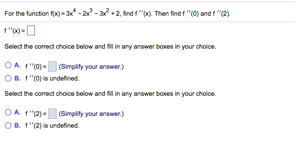 Solved For the function f(x) = 3x^4 - 2x^3 - 3x^2 + 2, find | Chegg.com
