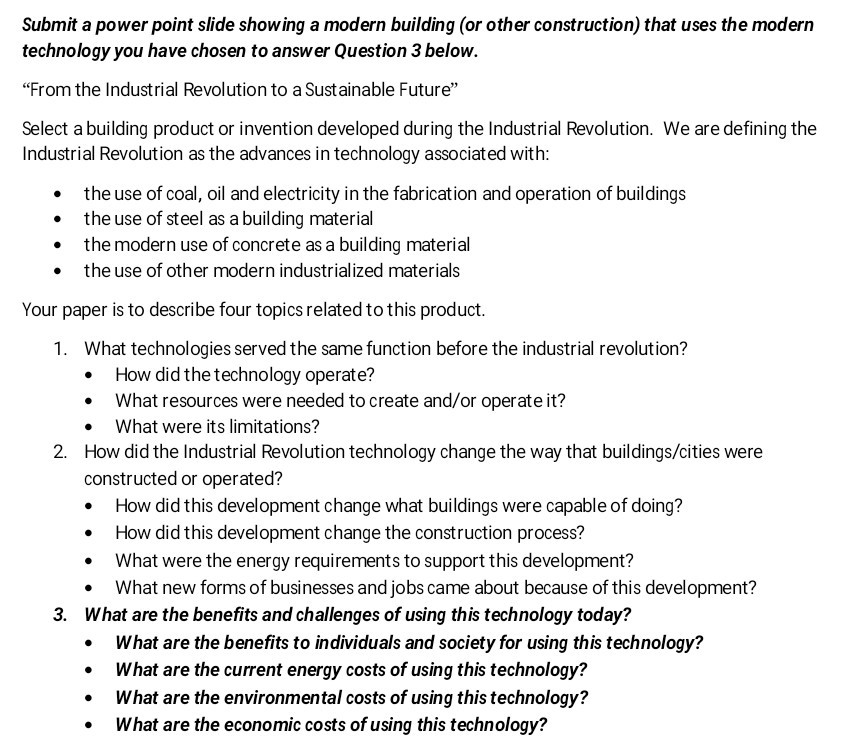Solved Submit a power point slide showing a modern building | Chegg.com