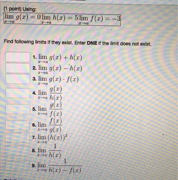 Solved Using: lim_x rightarrow a g(x) = 0 lim_x rightarrow a | Chegg.com