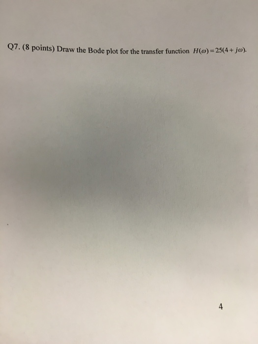 Solved Draw the Bode plot for the transfer function H(omega) | Chegg.com