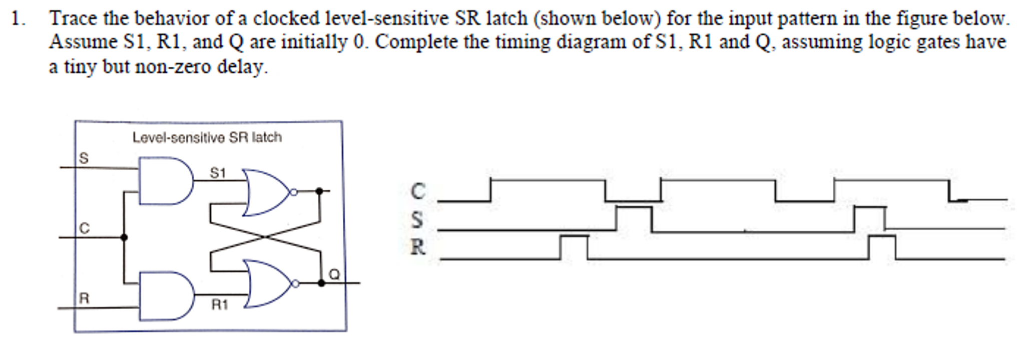 Solved Trace the behavior of a clocked level-sensitive SR | Chegg.com