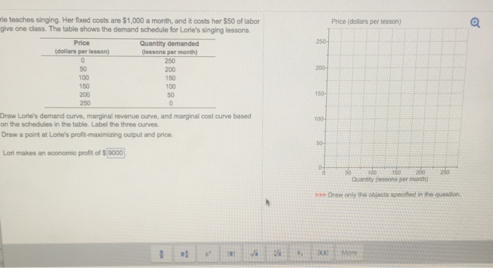 Solved Teaches singing Her fixed costs are $1,000 a month, | Chegg.com