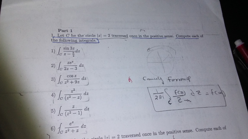 Solved Part 1 1. Let C be the circle z = 2 traversed once in | Chegg.com