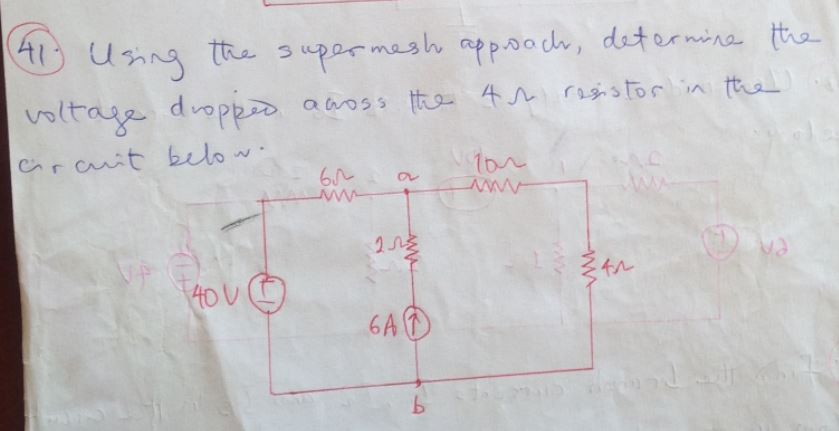Solved Using the supermesh approach, determine the voltage | Chegg.com