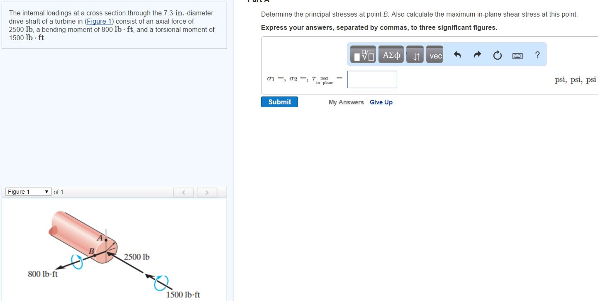 Solved The internal loadings at a cross section through the | Chegg.com