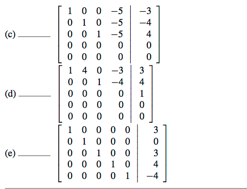 Solved 5. (1 point) Below, five systems of linear equations | Chegg.com