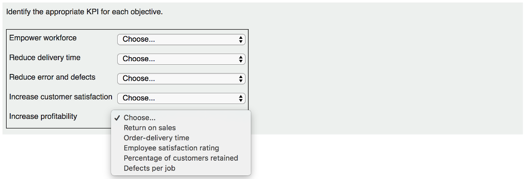 Solved Identify the appropriate KPl for each objective. | Chegg.com