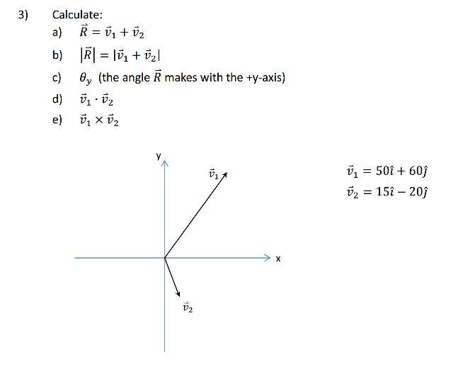 Solved Calculate: a) R vector = v_1 vector + v_2 vector c) | Chegg.com