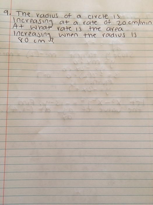 Solved The radius of a circle is increasing at a rate of 20 | Chegg.com