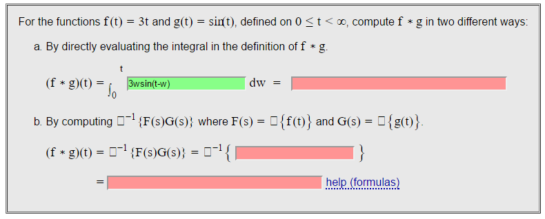 Solved For the functions f(t) = 3t and g(t) = sin(t), | Chegg.com