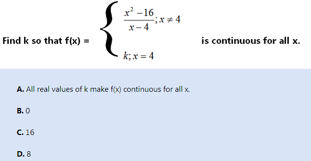 Solved Find k so that f(x) = is continous for all X. All | Chegg.com