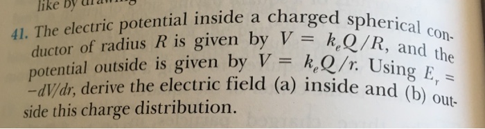 Solved The electric potential inside a charged spherical | Chegg.com