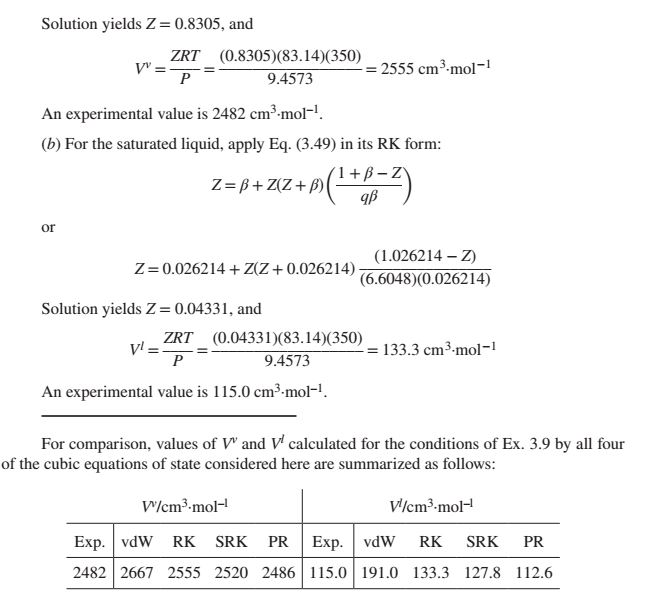 Solved Review example 3.9. Which equations of state results | Chegg.com