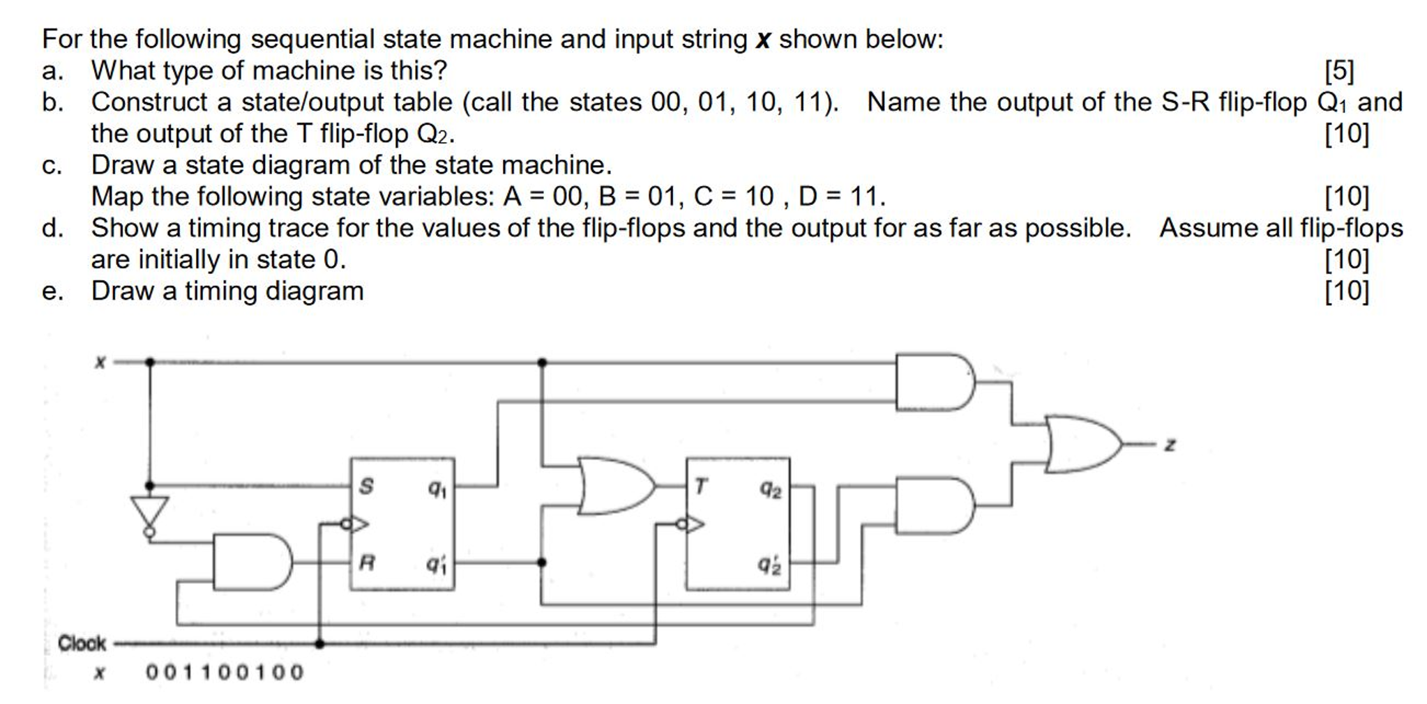 Solved For the following sequential state machine and input | Chegg.com