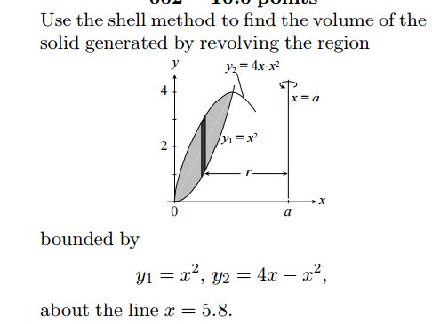 Solved Use the shell method to find the volume of the solid | Chegg.com