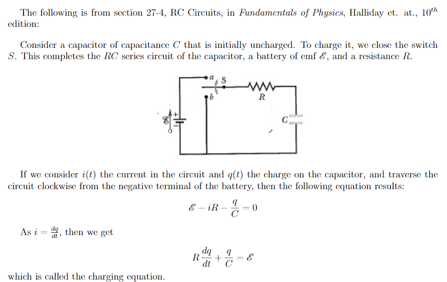 Solved The following is from section 27-4, RC Circuits, in | Chegg.com