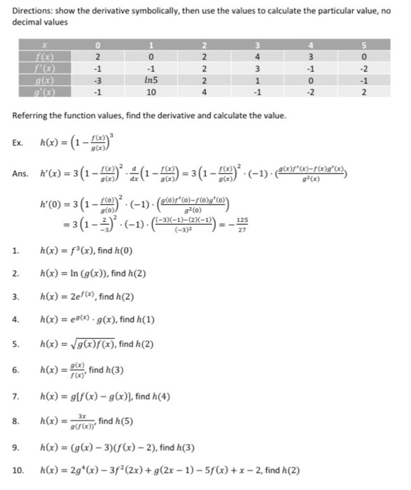 Solved Directions: show the derivative symbolically, then | Chegg.com