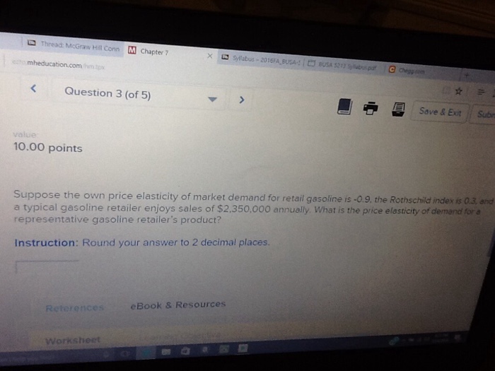 Solved Suppose the own price elasticity of market demand for | Chegg.com