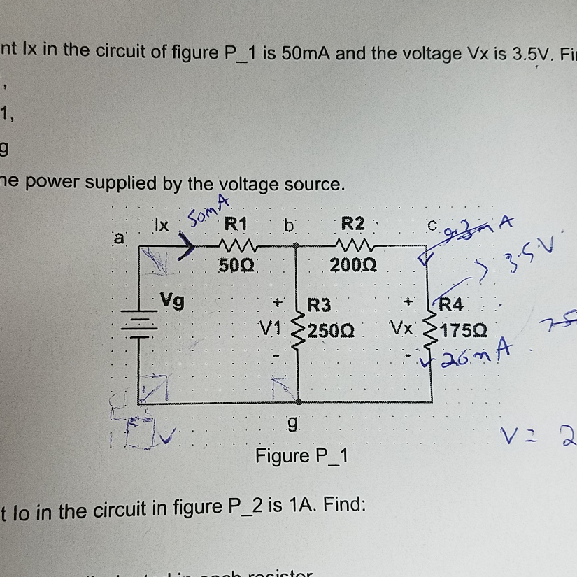 Solved nt lx in the circuit of figure P 1 is 50mA and the | Chegg.com