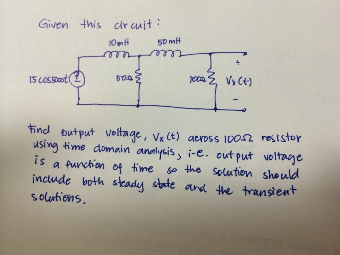 Solved Given this circuit: Find output voltage, V_x (t) | Chegg.com