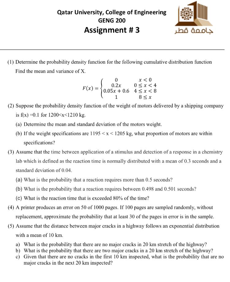 Solved Qatar University, College of Engineering GENG 200 | Chegg.com