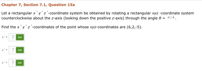 Solved Let a rectangular x' y' z' -coordinate system be | Chegg.com