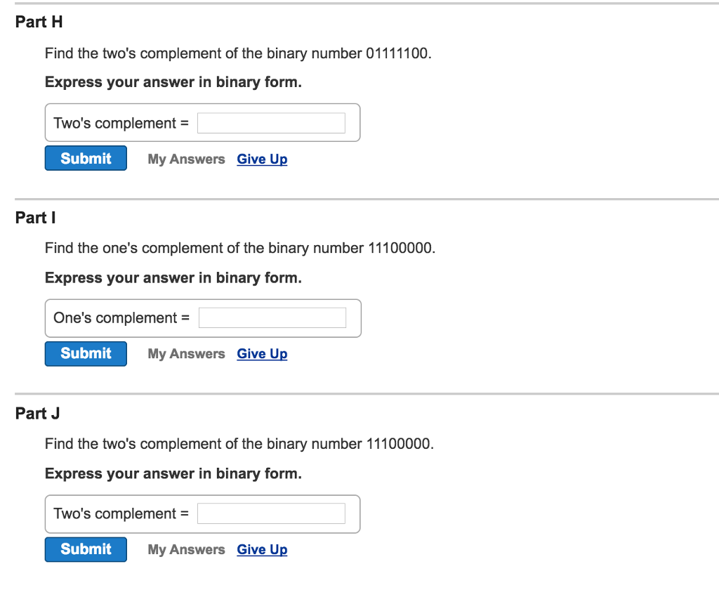 Solved P 7.19 Part A Find the one's complement of the binary | Chegg.com