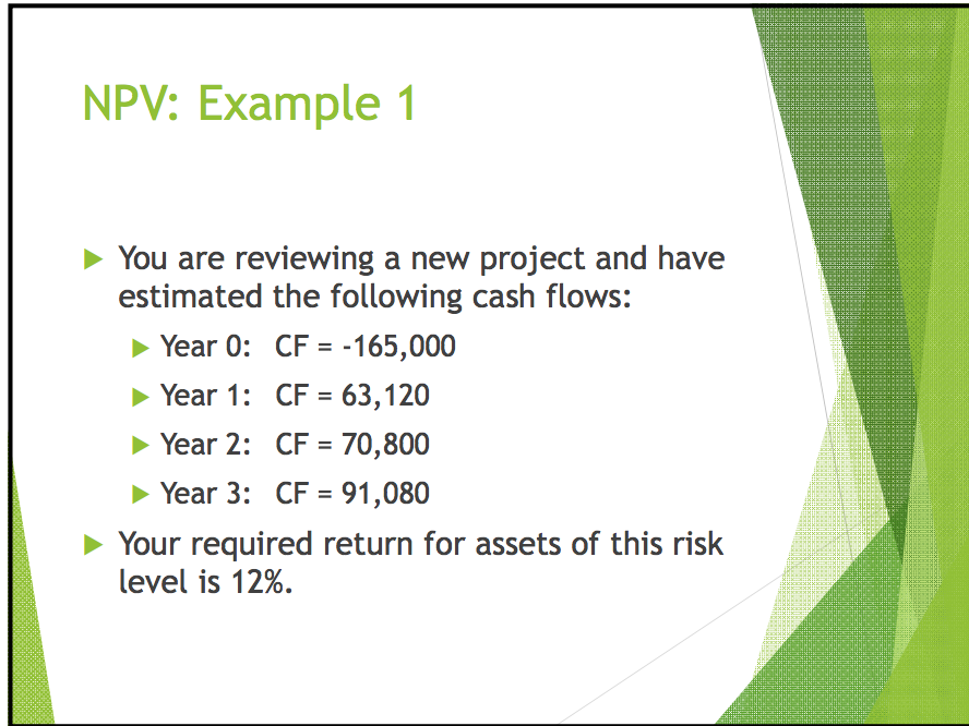Solved NPV: Example 1 You are reviewing a new project and | Chegg.com