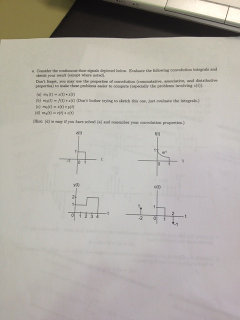 Solved Consider the continouos-time signals depicted below. | Chegg.com