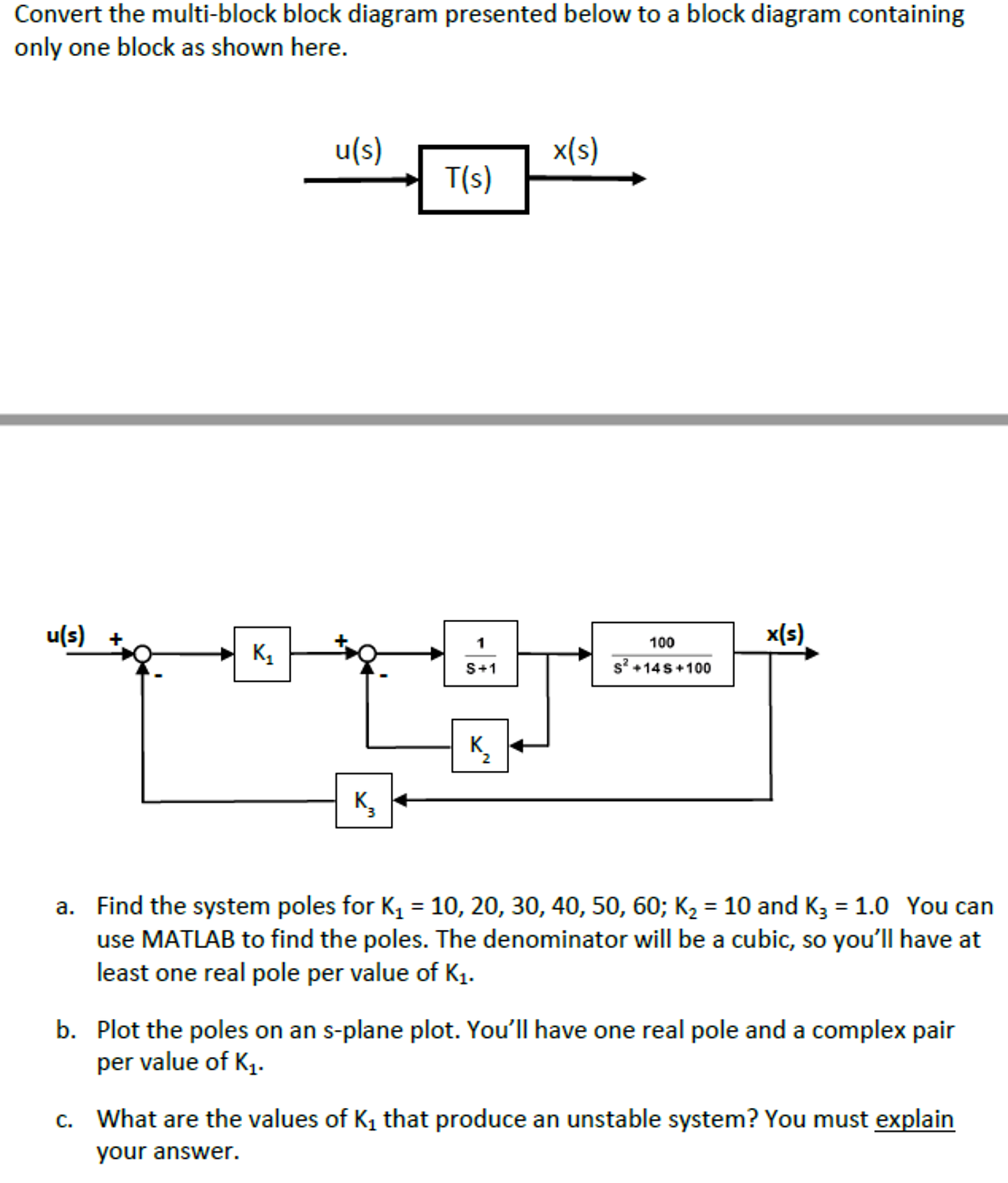 Solved Convert the multi-block block diagram presented below | Chegg.com