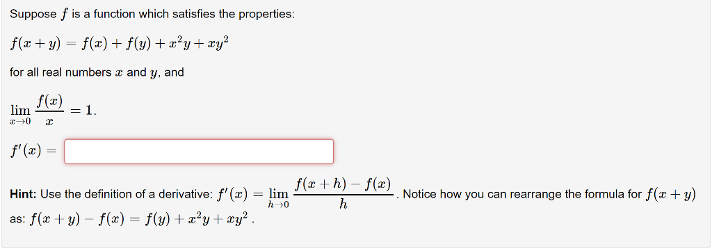 Solved Suppose f is a function which satisfies the | Chegg.com