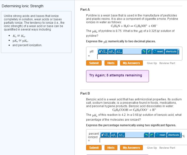 Determining Ionic Strength Unlike strong acids 3nd | Chegg.com