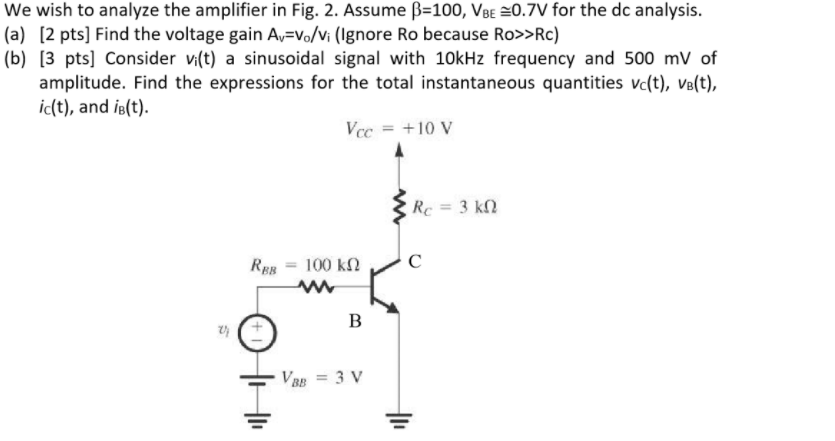 Solved we wish to analyze the amplifier in Fig. 2. Assume | Chegg.com