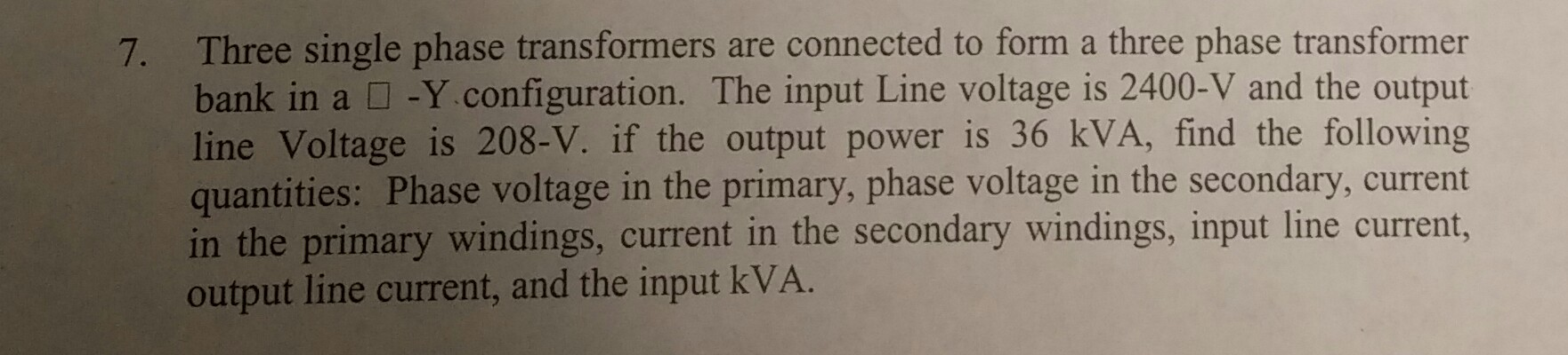 Solved Three single phase transformers are connected to form | Chegg.com