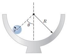 Solved A uniform solid sphere of radius r is placed on the | Chegg.com