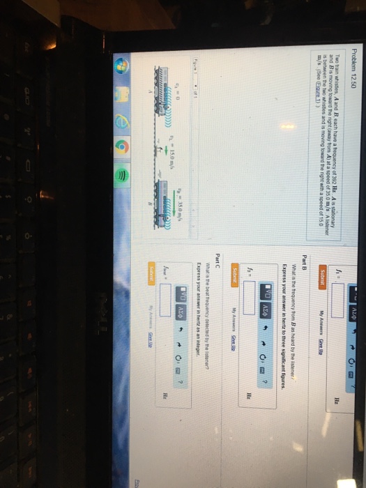 Solved Two train whistles, A and B, each have a frequency of | Chegg.com