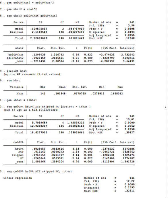 1. Using a data set for College GPA the following | Chegg.com