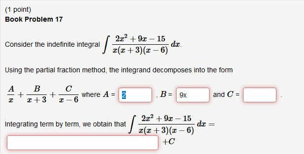 Solved (1 point) Book Problem 17 22 9 15 Consider the | Chegg.com