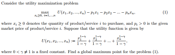 Consider the utility maximization problem max_x_i | Chegg.com