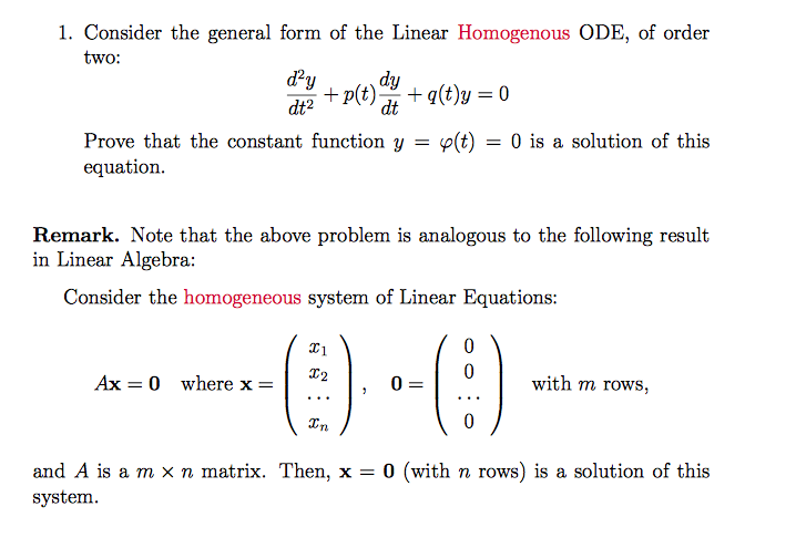 Solved 1. Consider the general form of the Linear Homogenous | Chegg.com
