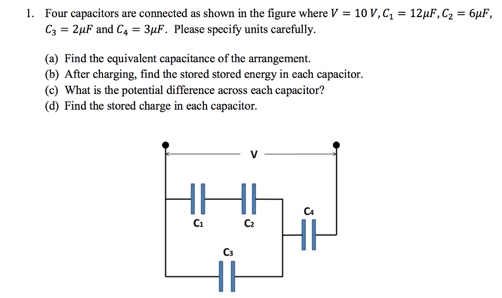 Solved 1. onnected as shown in the figure where V = 10 V, | Chegg.com