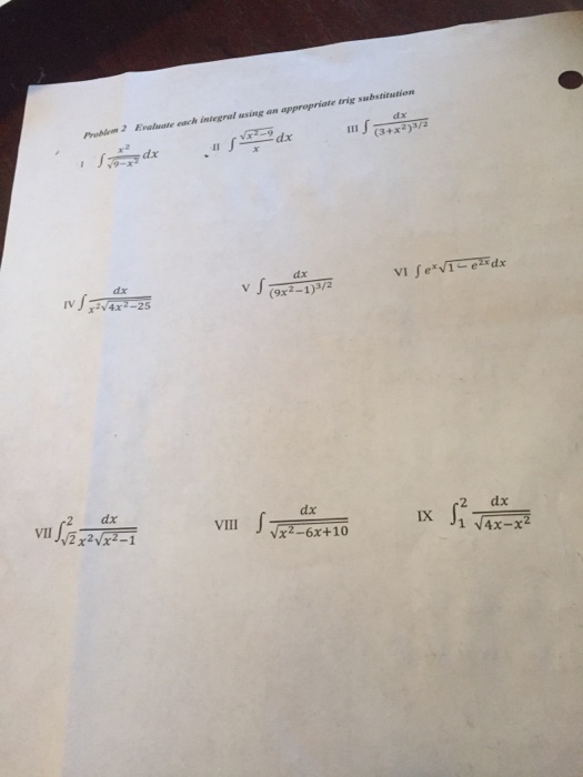 Solved Evaluate each integral using an appropriate trig | Chegg.com