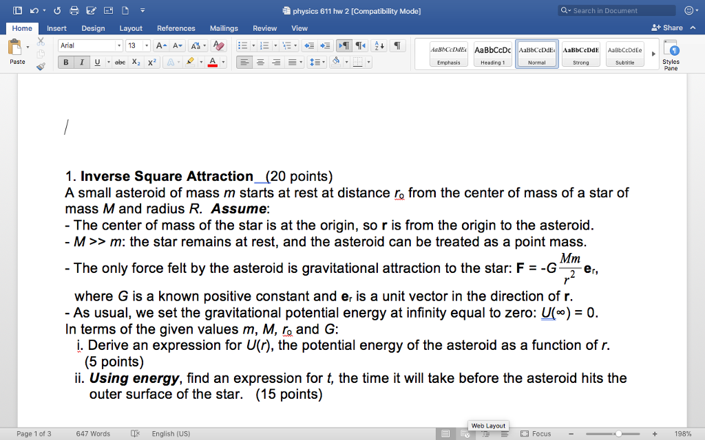 Solved physics 611 hw 2 [Compatibility Mode] Q Search in | Chegg.com